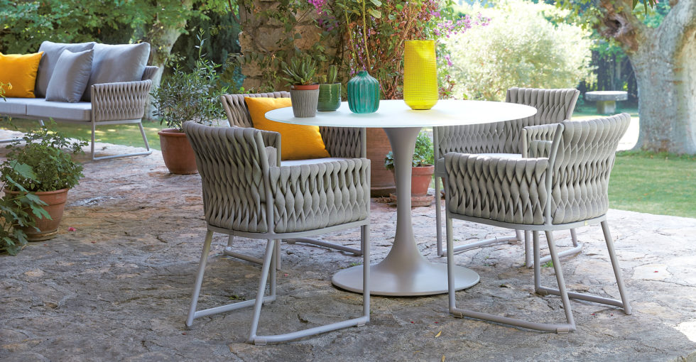 Round dining table diam.120 cm glass top - Sifas